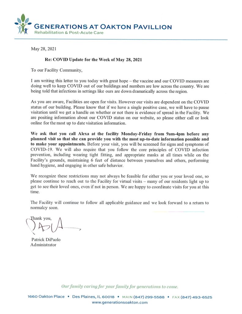 Letter from Administrator